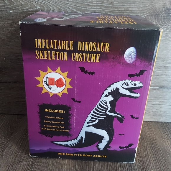 Other | Adults Inflatable Dinosaur Skeleton Halloween Costume Black And ...